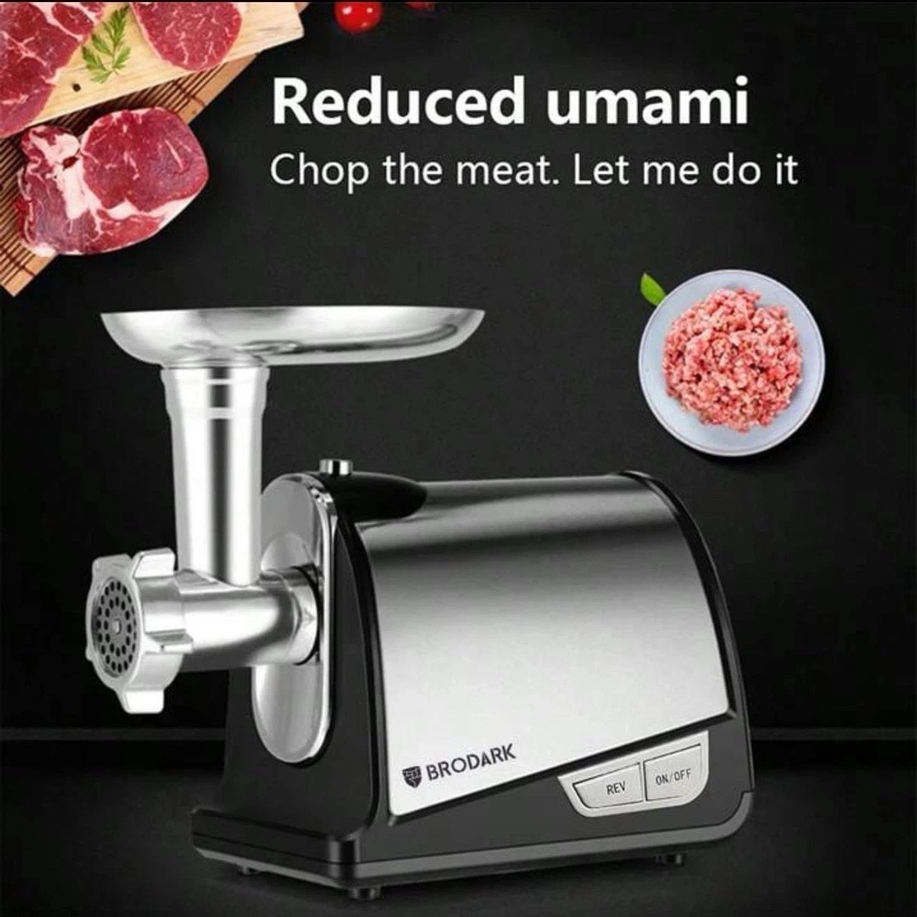BRODARK THMGK500A Meat Grinder Electric Heavy Duty Stainless Steel Meat ...