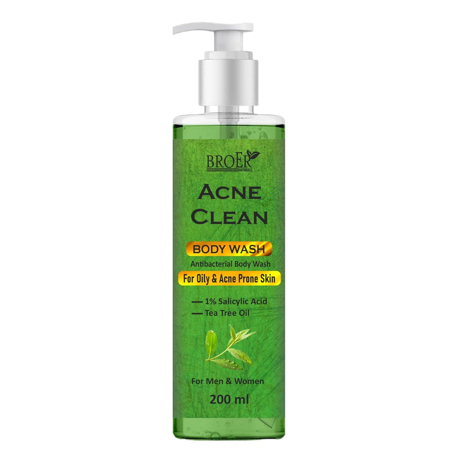BROER Acne Clean Body Wash Infused with Tea Tree Salicylic Acid Fights ...