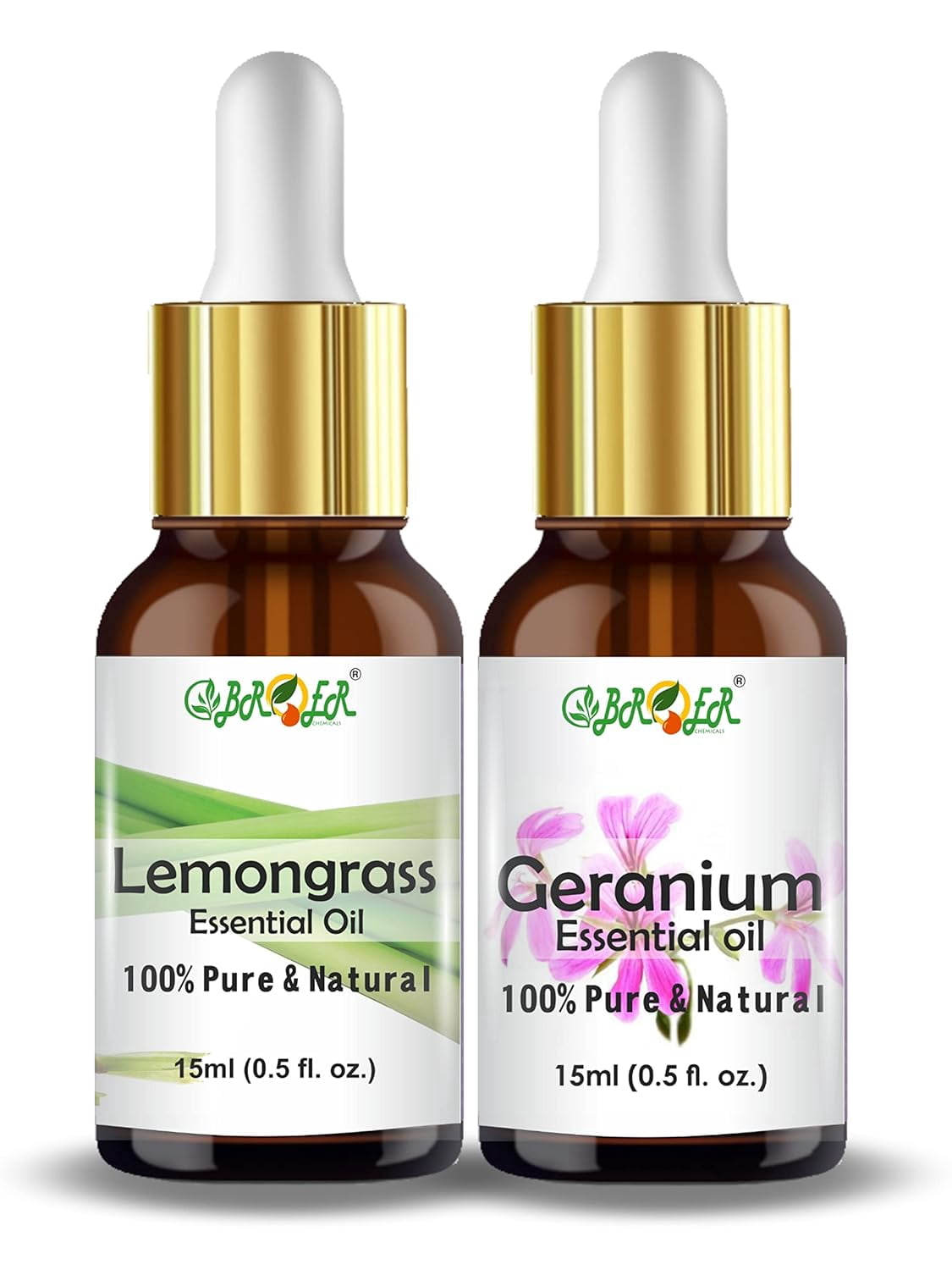 BROER Geranium Oil Lemongrass Oil Combo Pack 15ml 15ml 100 Pure Natural ...