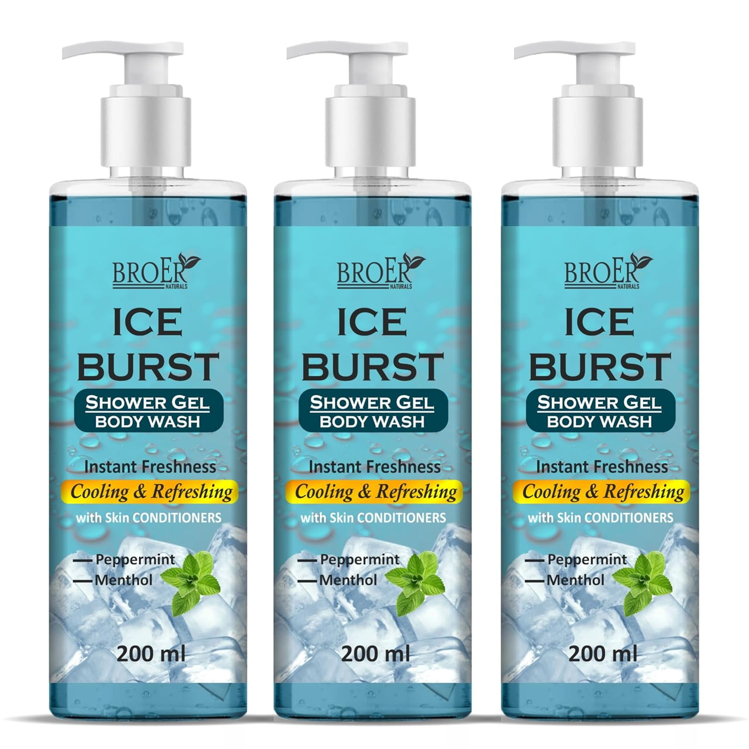 BROER Ice Burst Body Wash with Menthol and Peppermint Refreshing ...