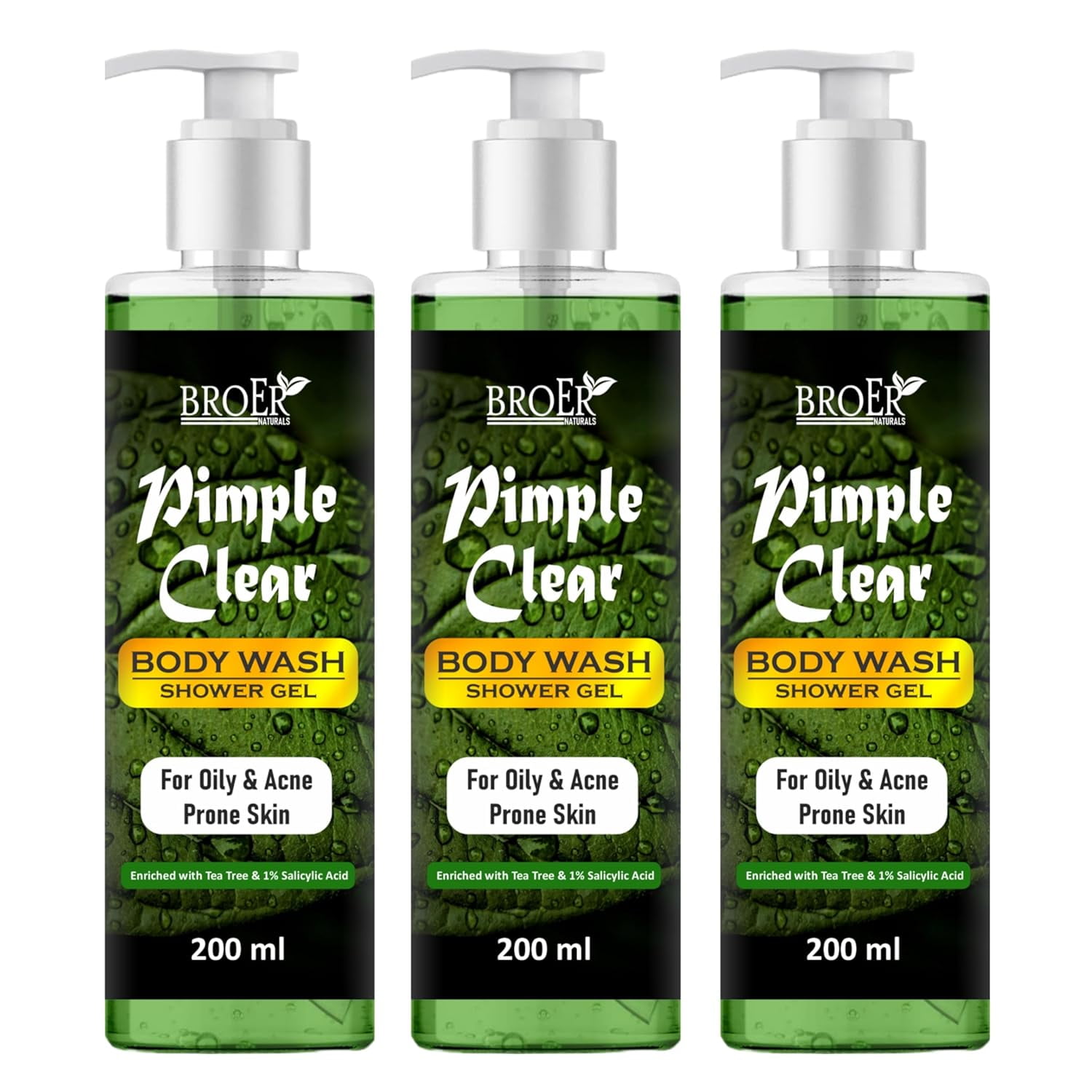 BROER Pimple Clear Body Wash Salicylic Acid Tea Tree Acne Control Skin ...
