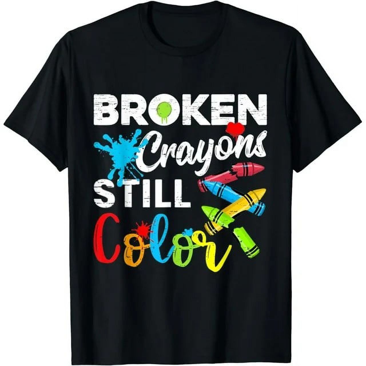 BROKEN CRAYONS STILL COLOV Pure Cotton Round Neck Casual T-shirt ...
