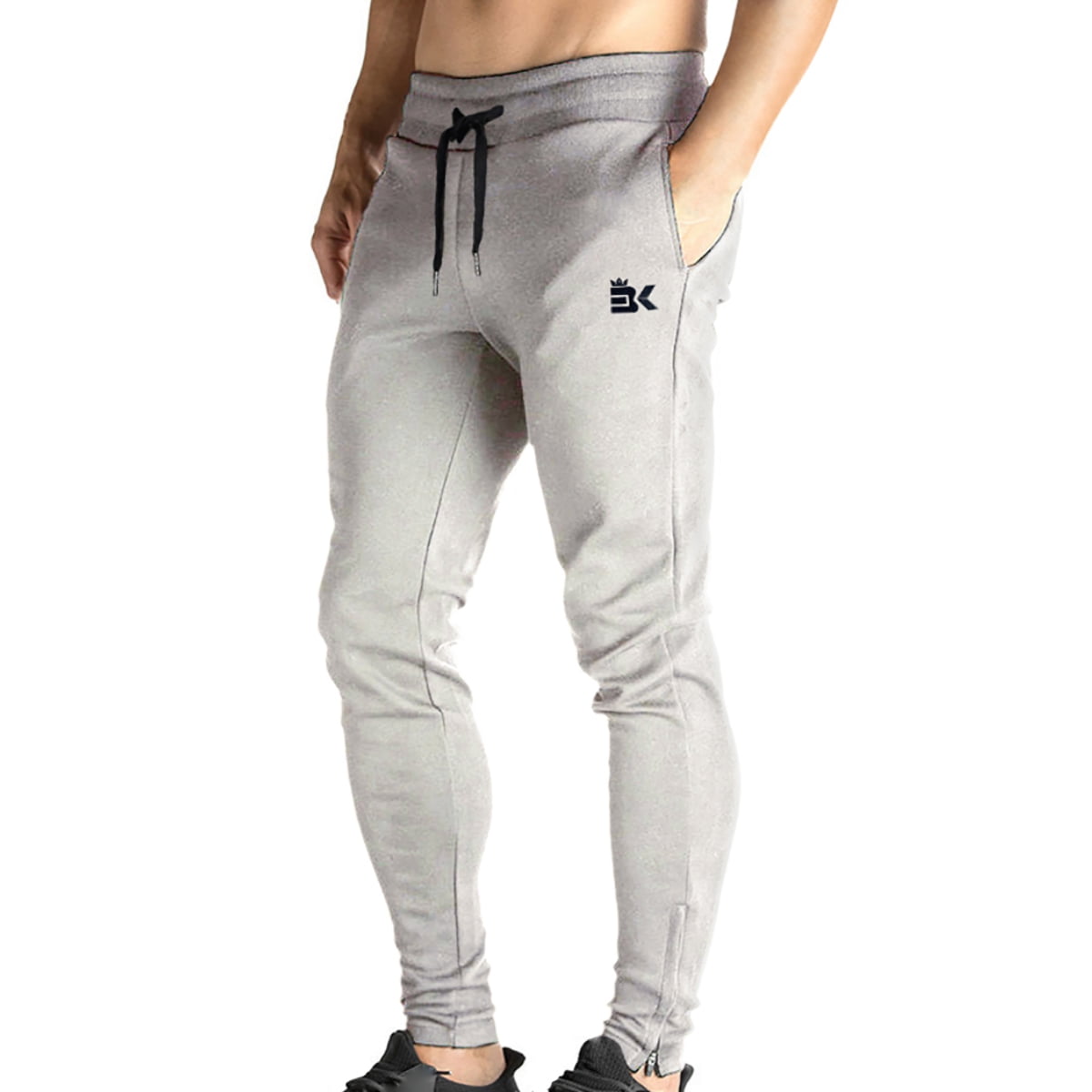 BROKIG Mens Zip Gym Joggers Pants, Sports Athletic Trousers Workout ...