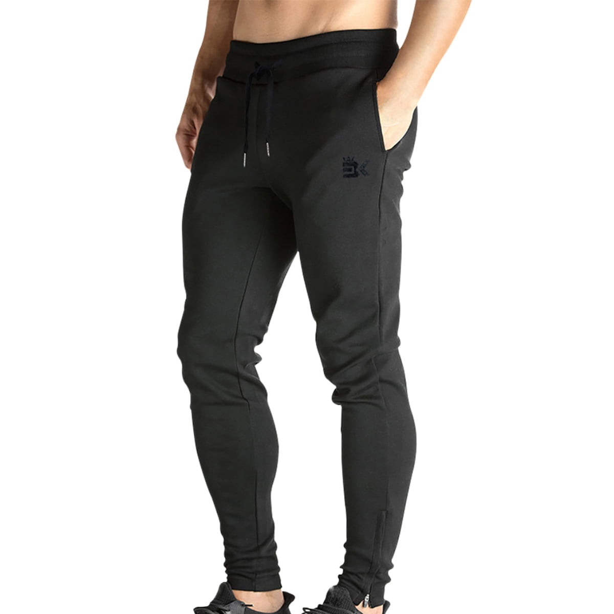 BROKIG Mens Zip Gym Joggers Pants, Sports Athletic Trousers Workout ...