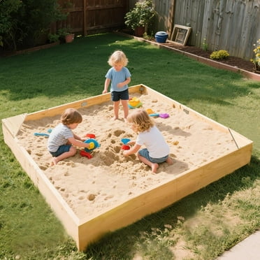 DEYGIA Outdoor Sandbox with Lid and Cover, 44 x 44 x 40.3 Inches, 31 lb ...