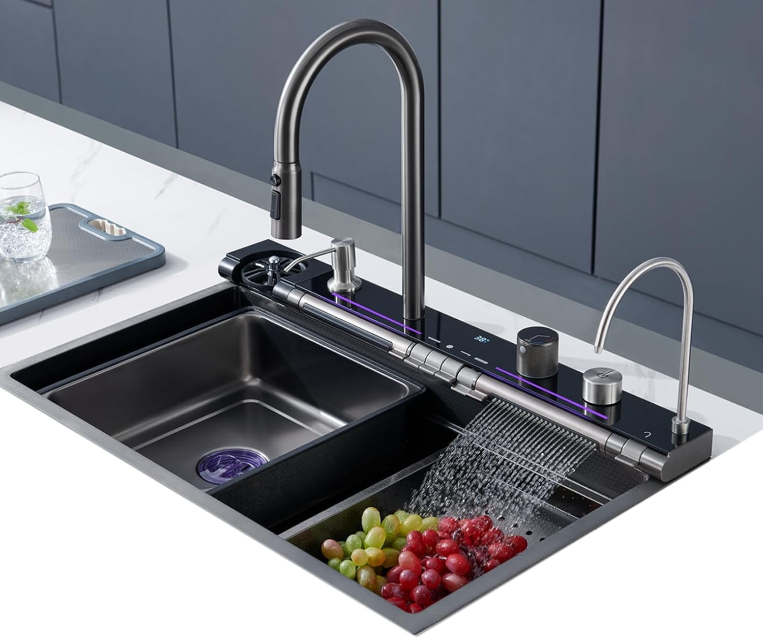 BRONSTARZ 29.5 Inch Kitchen Sink Digital Display Embossed Large Single ...