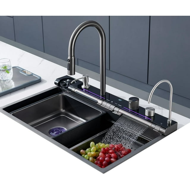 BRONSTARZ 29.5 Inch Kitchen Sink Digital Display Embossed Large Single ...