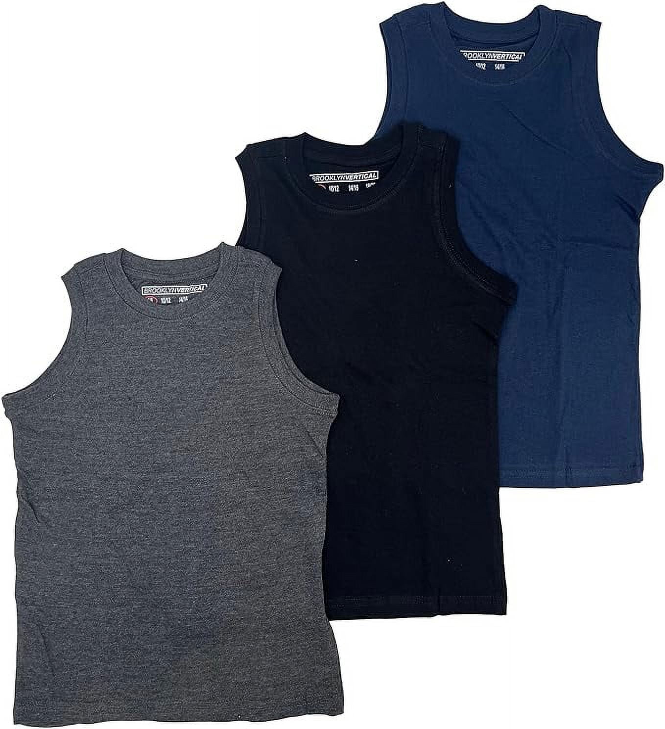 Brooklyn Vertical Boys 3 Pack Muscle Shirt, Sleeveless, Tagless Cotton ...
