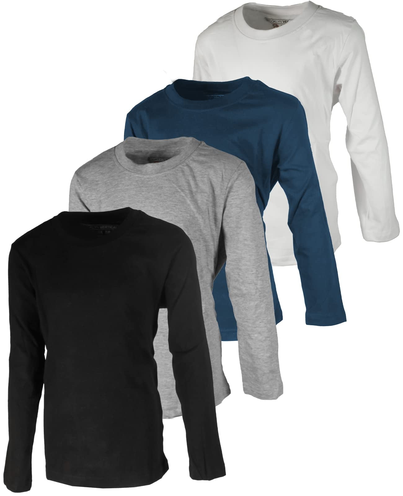 BROOKLYN VERTICAL Boys 4 Pack Long Sleeve Soft Cotton Tee Shirts ...