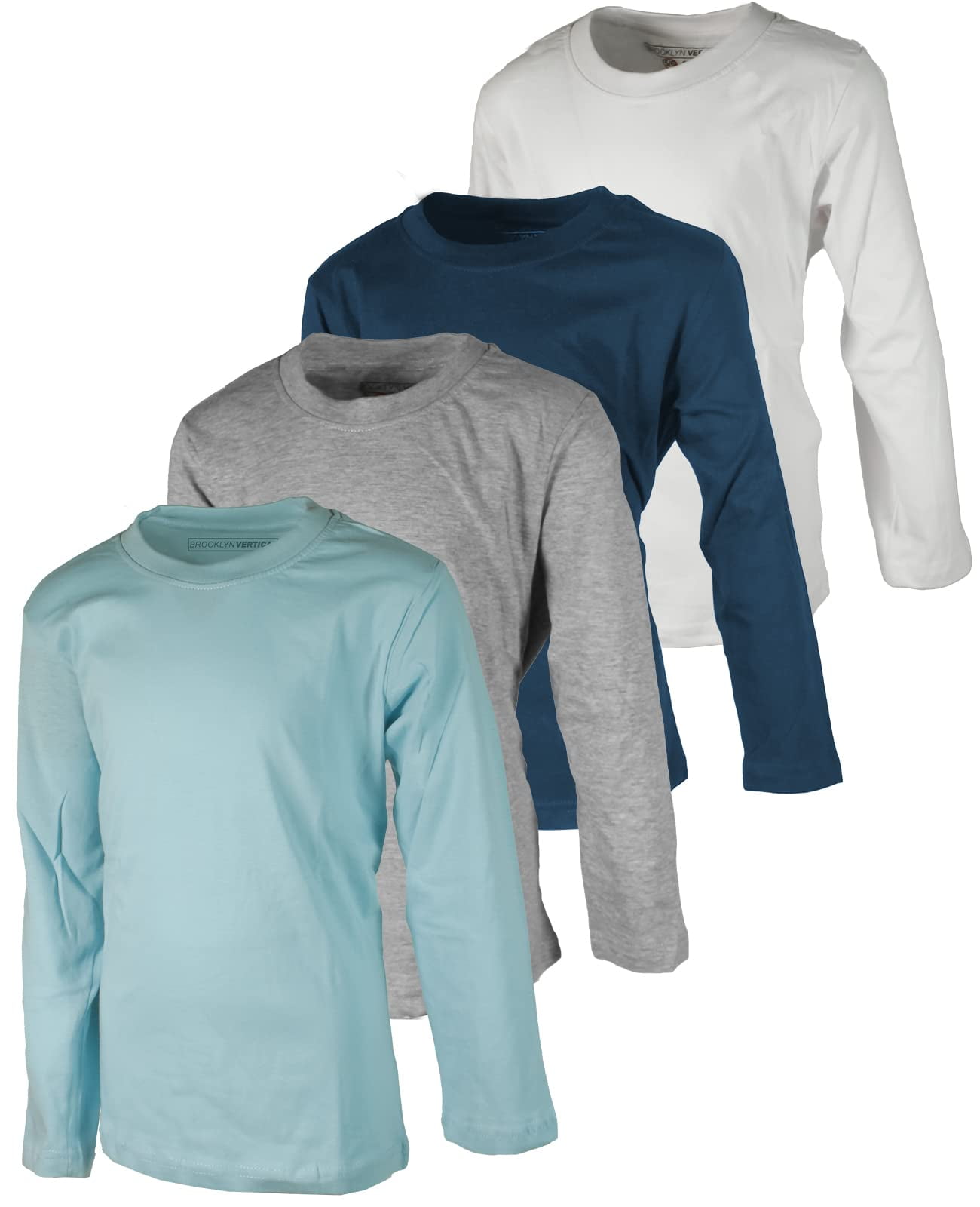 BROOKLYN VERTICAL Boys 4 Pack Long Sleeve Soft Cotton Tee Shirts ...