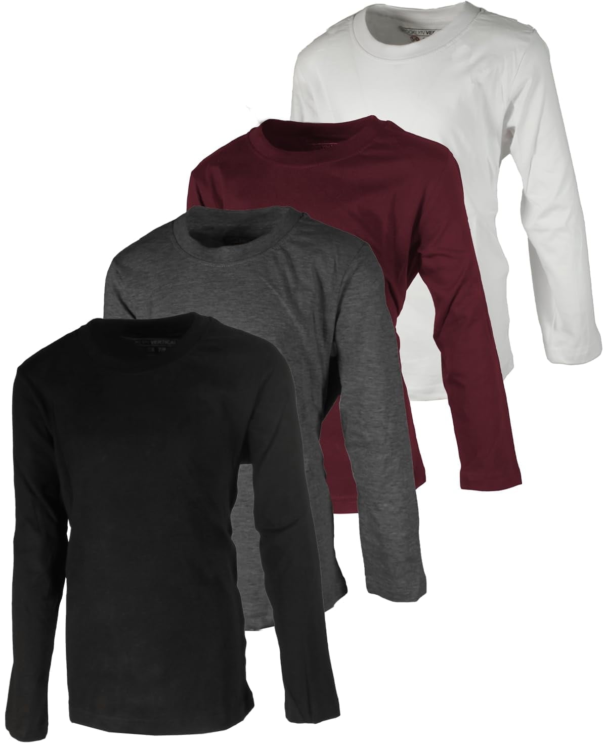 BROOKLYN VERTICAL Boys 4 Pack Long Sleeve Soft Cotton Tee Shirts ...