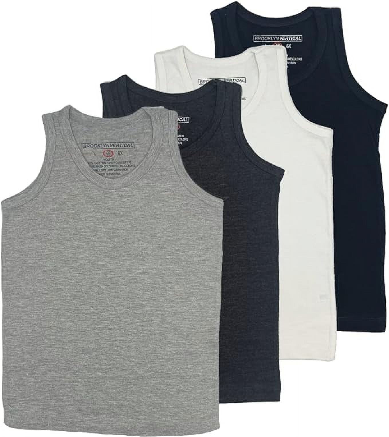 BROOKLYN VERTICAL Boys 4 Pack Undershirt Tank Top - Tagless Cotton ...
