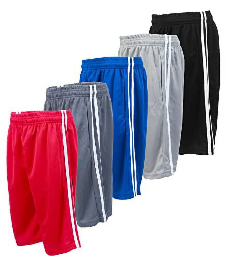 BROOKLYN VERTICAL Boys 5-Pack Athletic Mesh Basketball Shorts with ...
