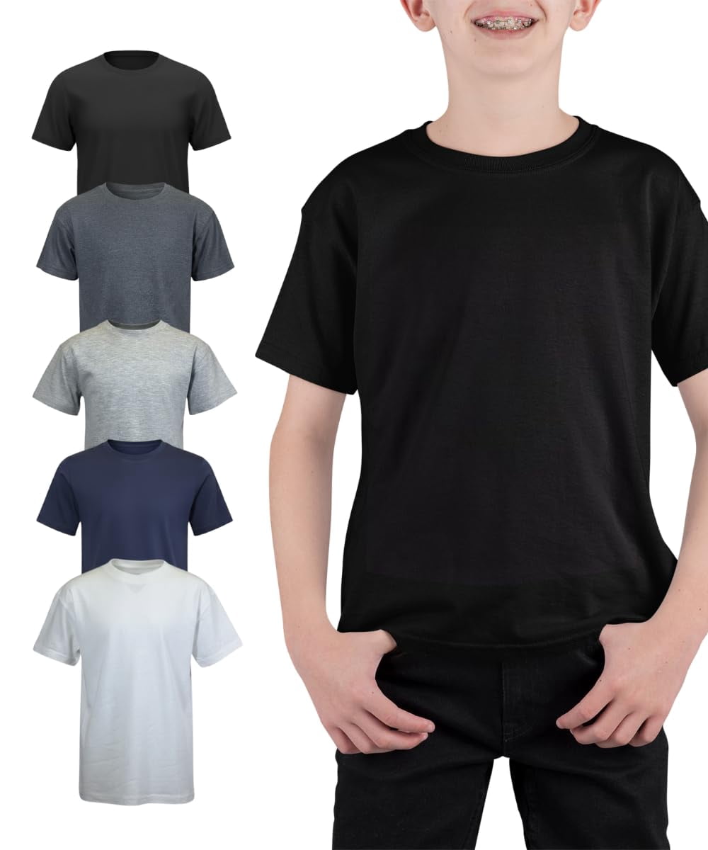 BROOKLYN VERTICAL Boys 5-Pack Short Sleeve T-Shirts – 100% Pre-Shrunk ...
