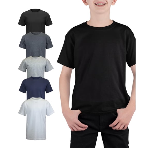 BROOKLYN VERTICAL Boys 5-Pack Short Sleeve T-Shirts – 100% Pre-Shrunk ...
