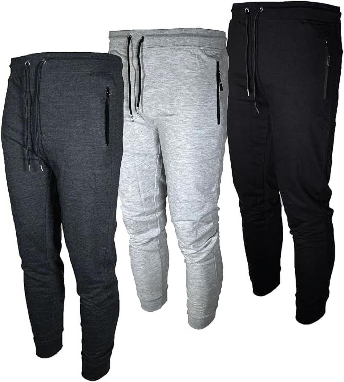 BROOKLYN VERTICAL Mens 3 Pack Fleece Active Jogger Sweatpants with ...