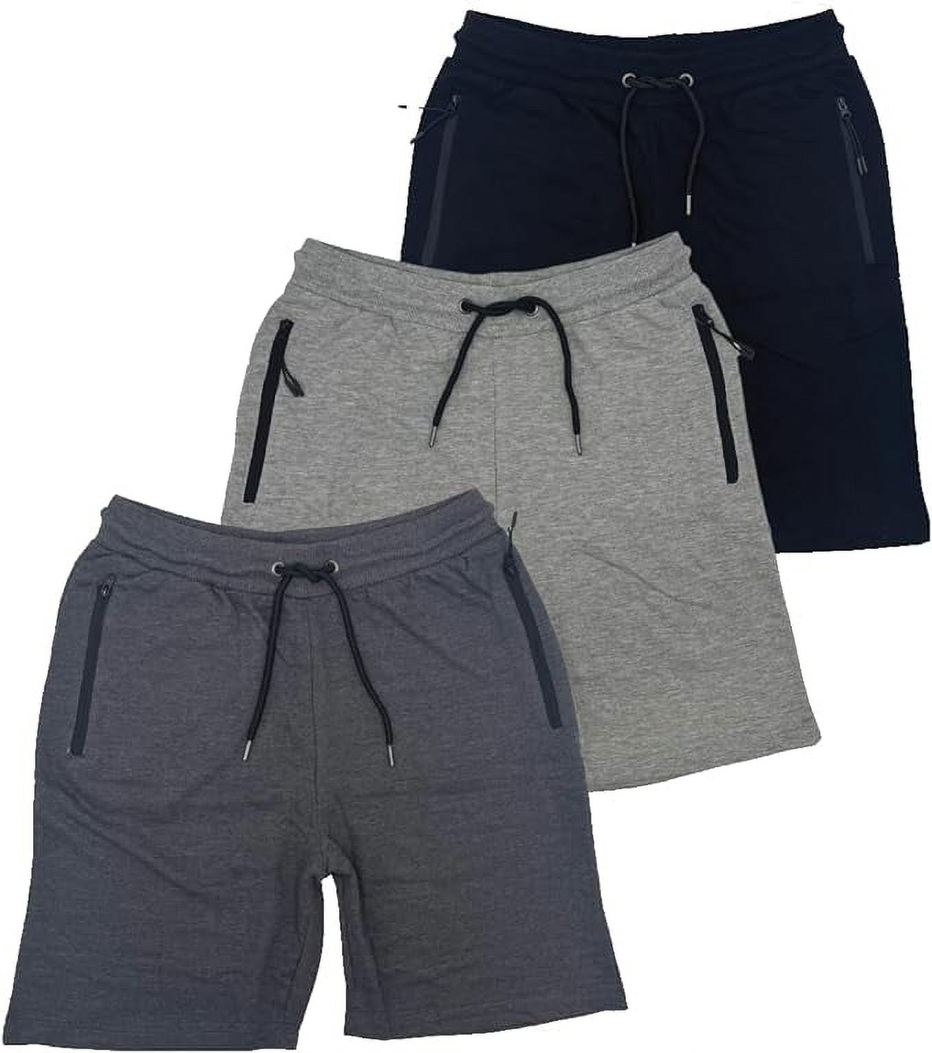 Brooklyn Vertical Mens 3 Pack Fleece Cotton Jogger Shorts, Zipper ...
