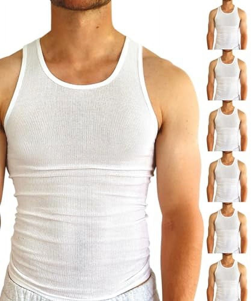 BROOKLYN VERTICAL Mens 6-Pack Tank Tops | Moisture-Wicking Ribbed Lightweight Undershirts (US ...