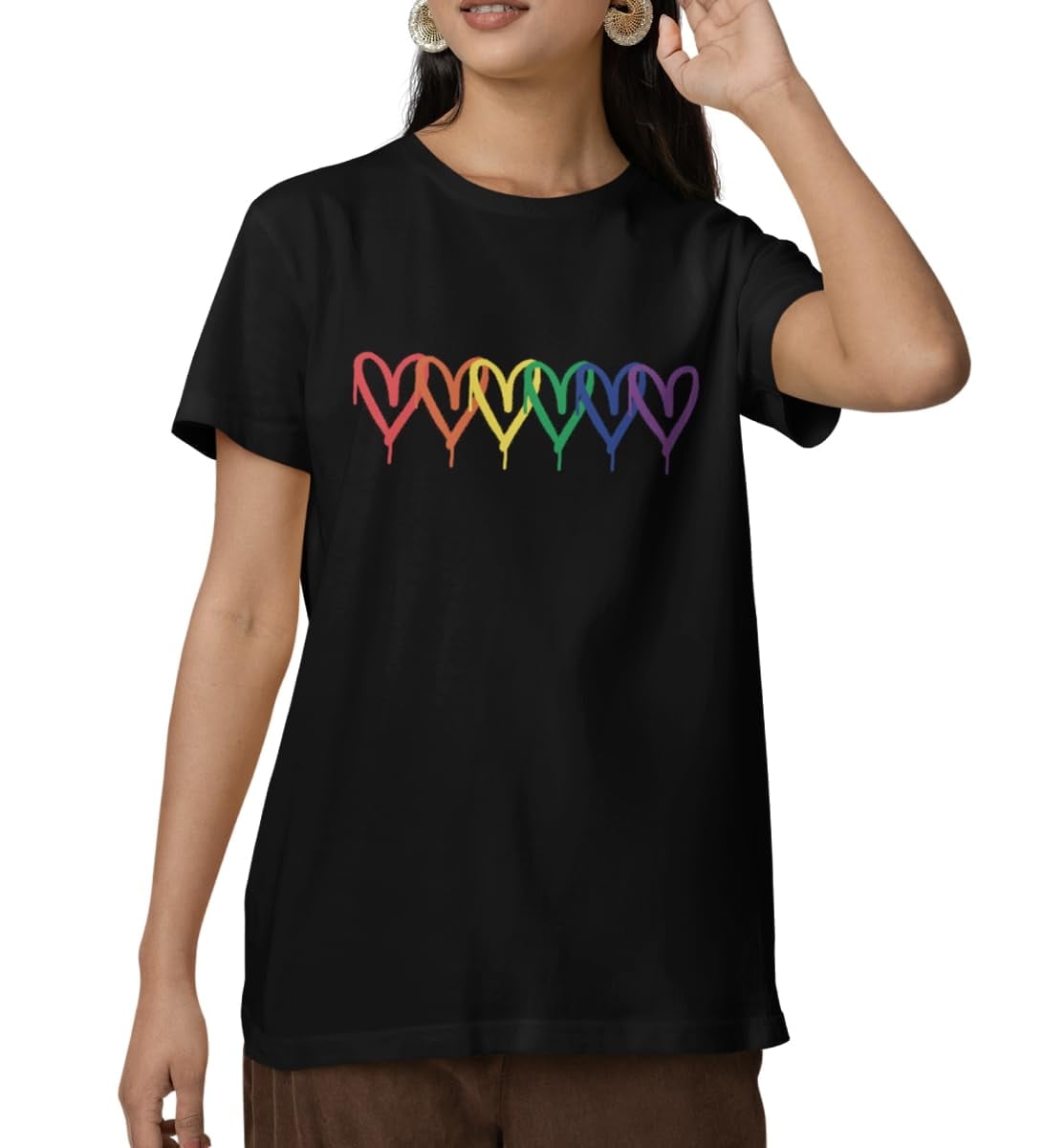 BROOKLYN VERTICAL Pride Short Sleeve T-Shirt, Rainbow Heart Design ...
