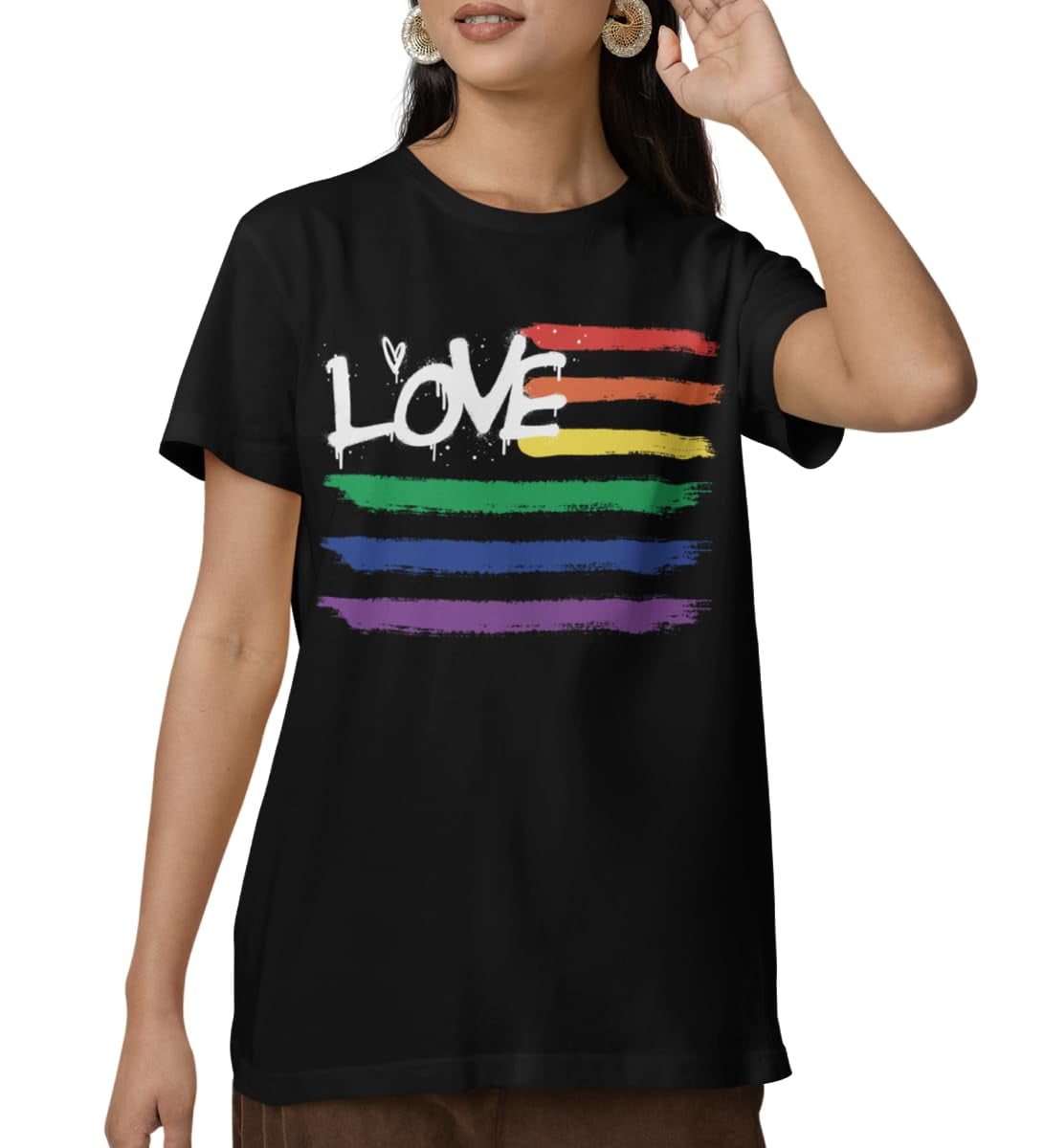 BROOKLYN VERTICAL Pride Short Sleeve T-Shirt, Rainbow Heart Design ...