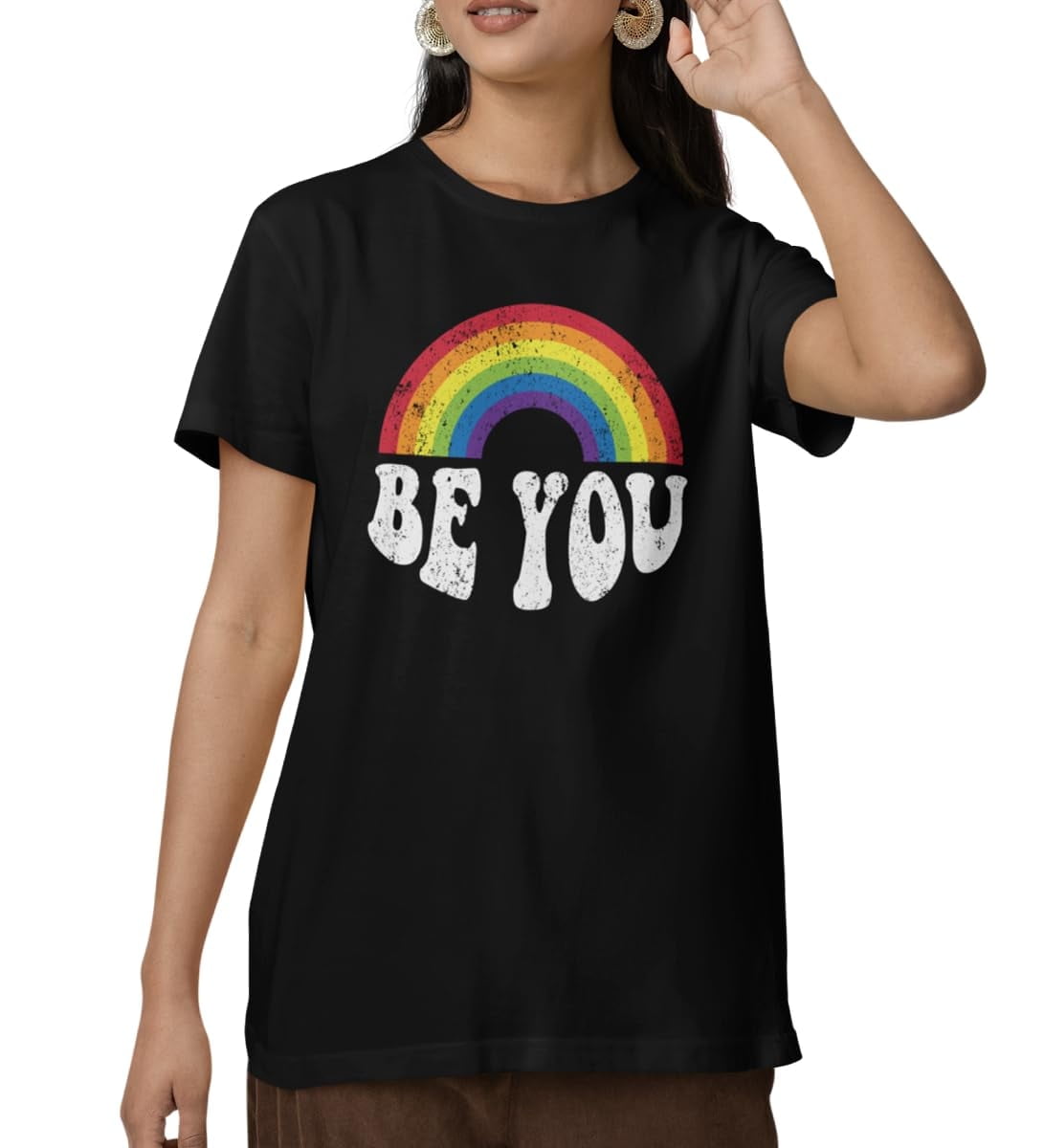 BROOKLYN VERTICAL Pride Short Sleeve T-Shirt, Rainbow Heart Design ...