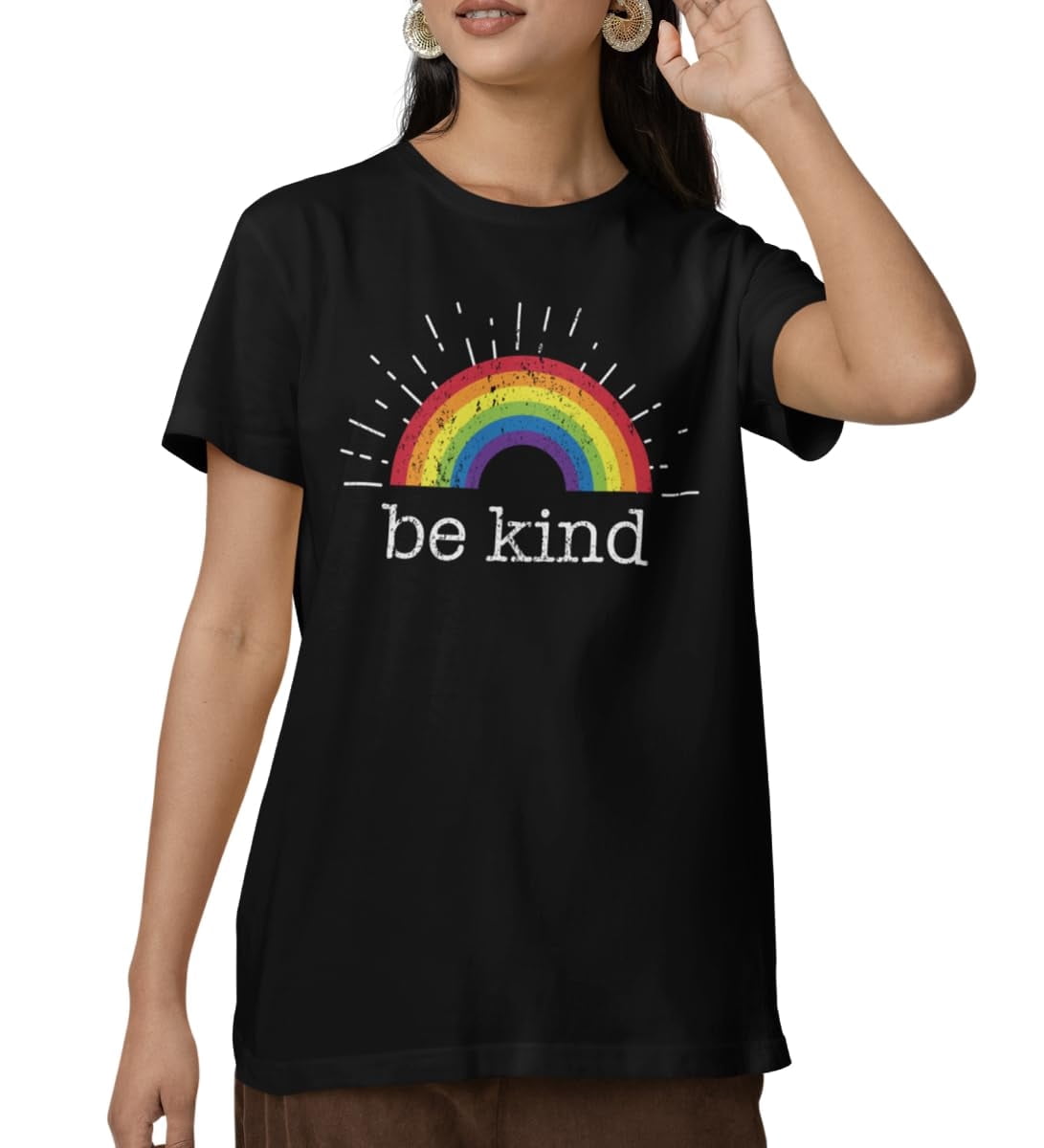 BROOKLYN VERTICAL Pride Short Sleeve T-Shirt, Rainbow Heart Design ...