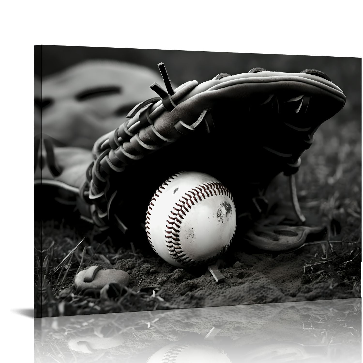 BROOKMAPLES 16x12 Inch Baseball Glove and Ball Canvas Art, Sports Theme ...