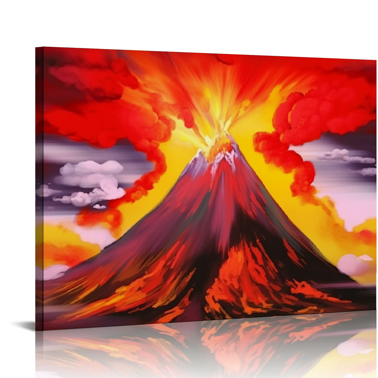 BROOKMAPLES 16x12 Inch Fiery Volcano Canvas Wall Art, Vivid Abstract ...