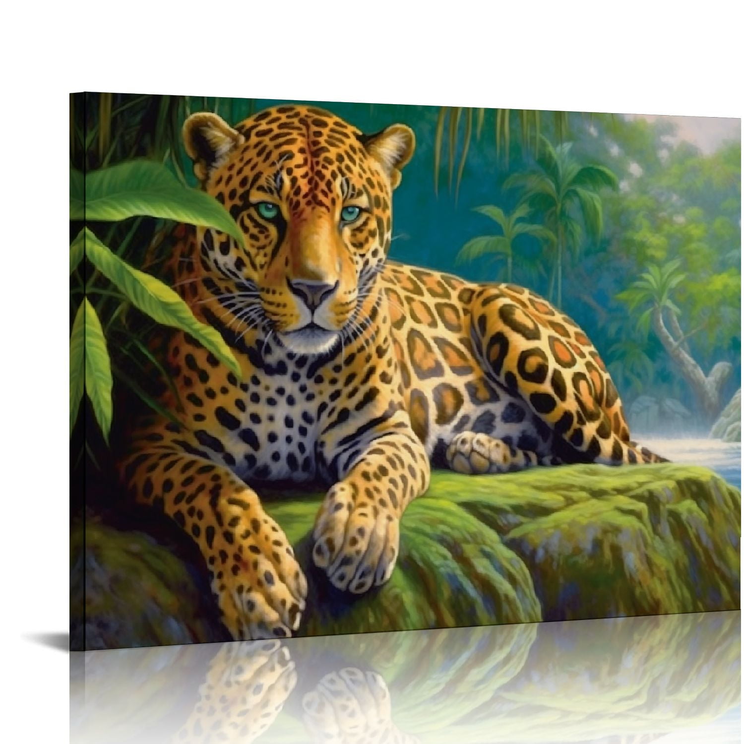 BROOKMAPLES 16x12 Inch Jungle Leopard Animal Canvas Wall Art, Tropical ...