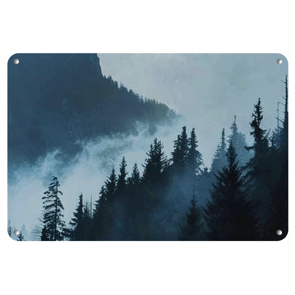 BROOKMAPLES 2 PCS Misty Forest Metal Signs for Wall and Home Decor ...