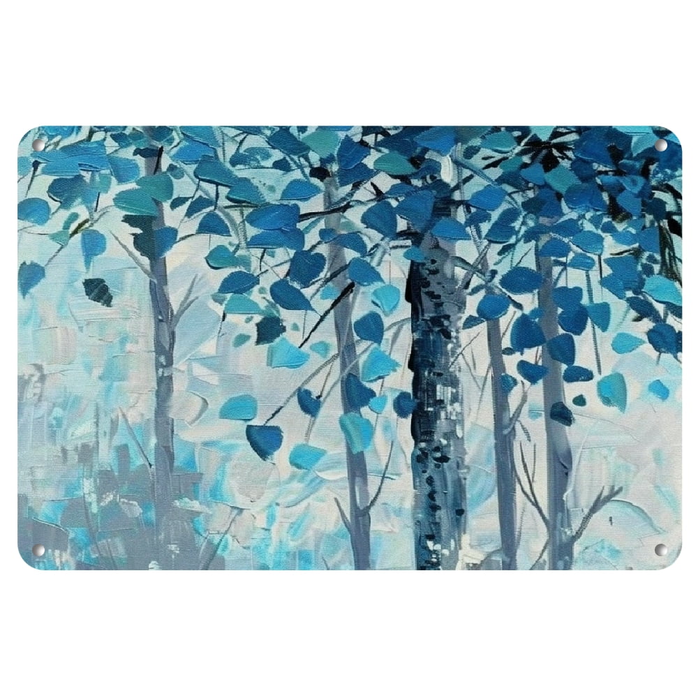 BROOKMAPLES 2PC Blue Birch Tree Metal Wall Art, Nature-Inspired Home ...