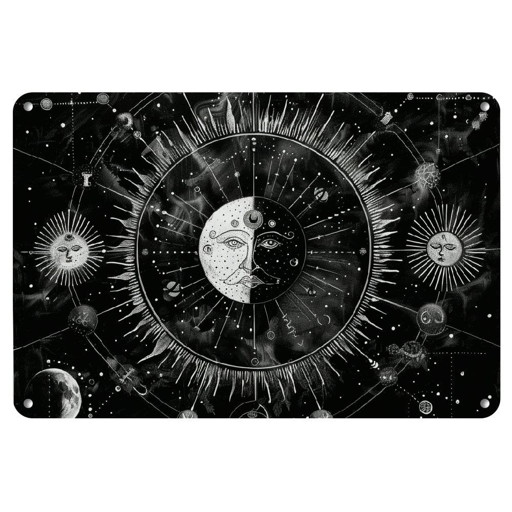 BROOKMAPLES 2PC Celestial Sun and Moon Tin Signs for Home Decor ...