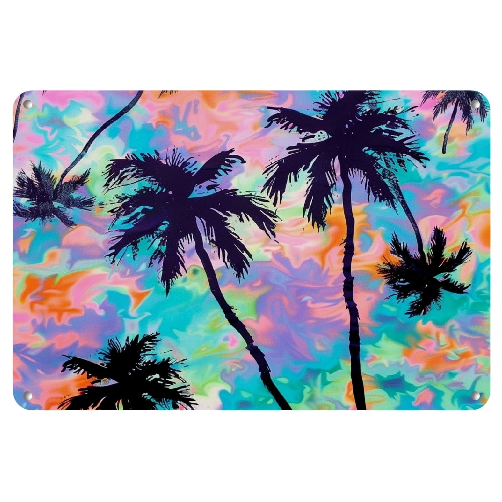 BROOKMAPLES 2PCS Tropical Palm Tree Metal Signs for Wall Art Decor ...
