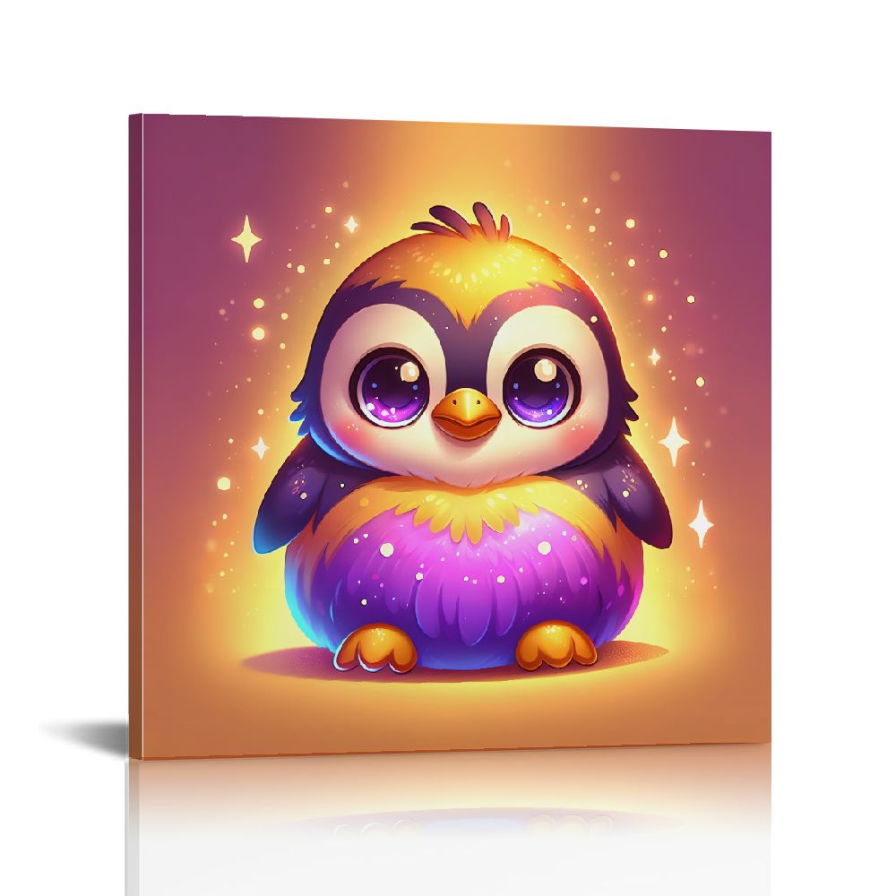 BROOKMAPLES Adorable Penguin Canvas, 12x12, Sparkling Nursery Artwork ...
