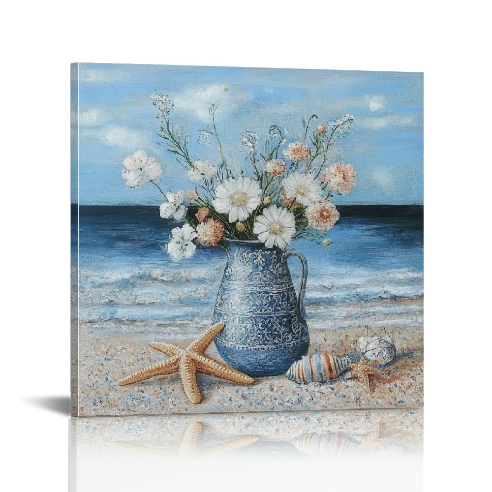 BROOKMAPLES Beach Wall Art for Living Room Blue Ocean Theme Canvas ...