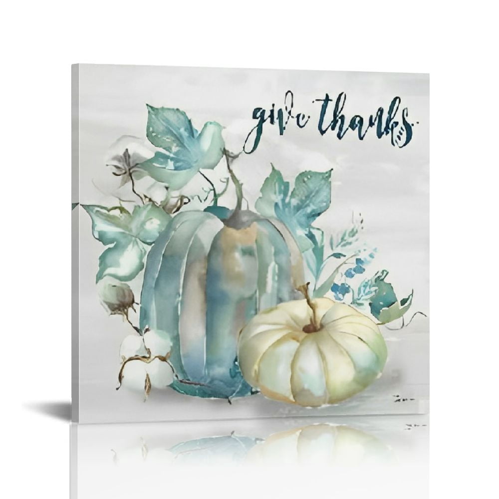 BROOKMAPLES "Blue Harvest Pumpkins: Give Thanks Gallery Wrapped Canvas ...