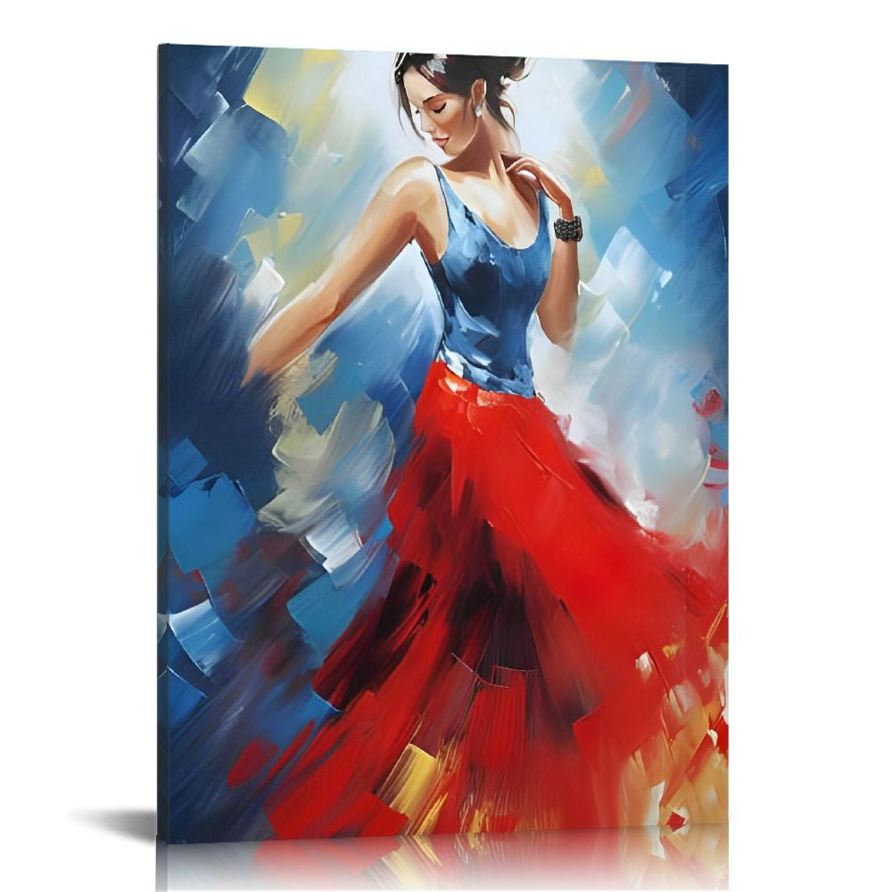 BROOKMAPLES Dancing Girl Canvas Wall Art Abstract Lady Dancer Painting ...