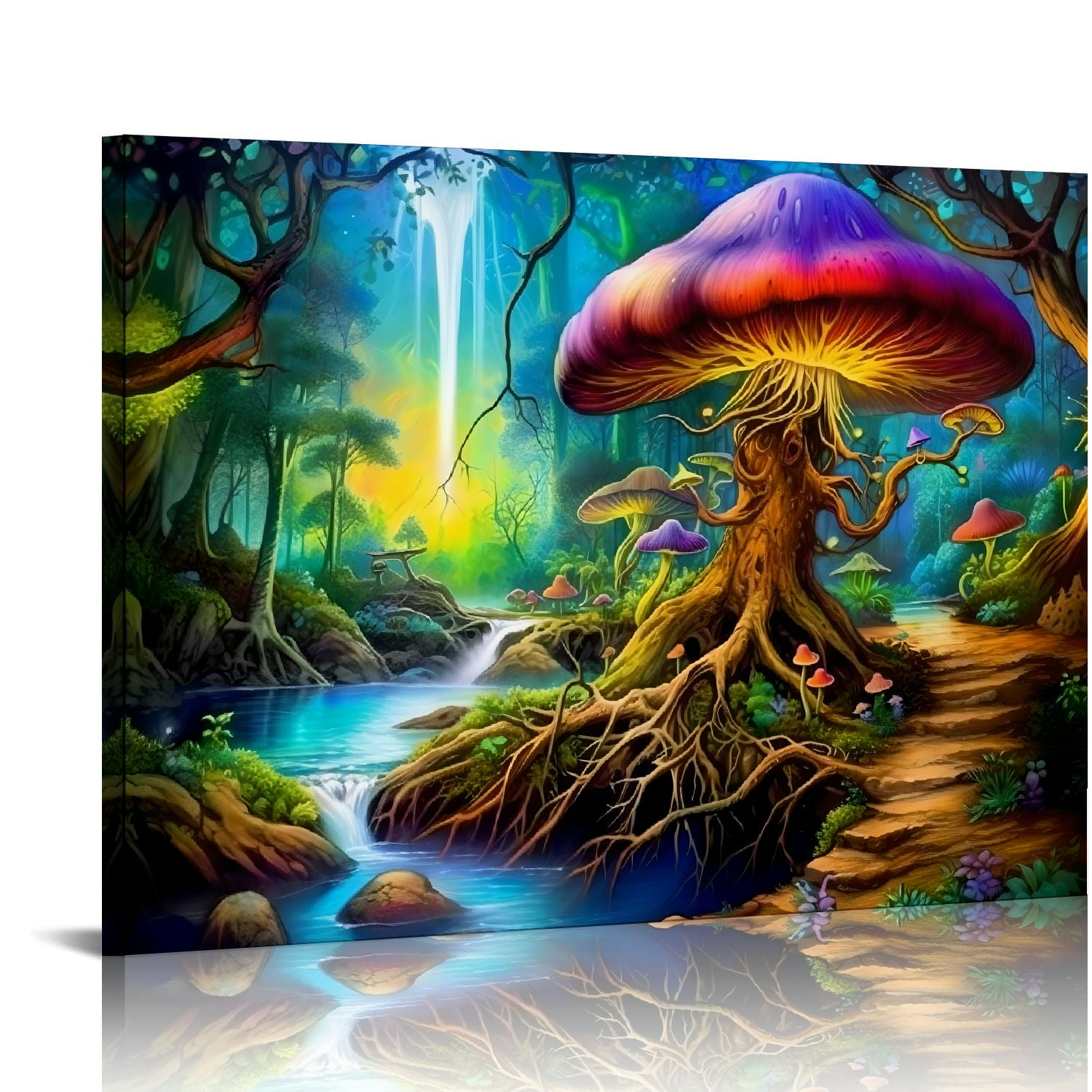 BROOKMAPLES Enchanted Mushroom Grove Canvas, 16x12 Inch, Whimsical ...