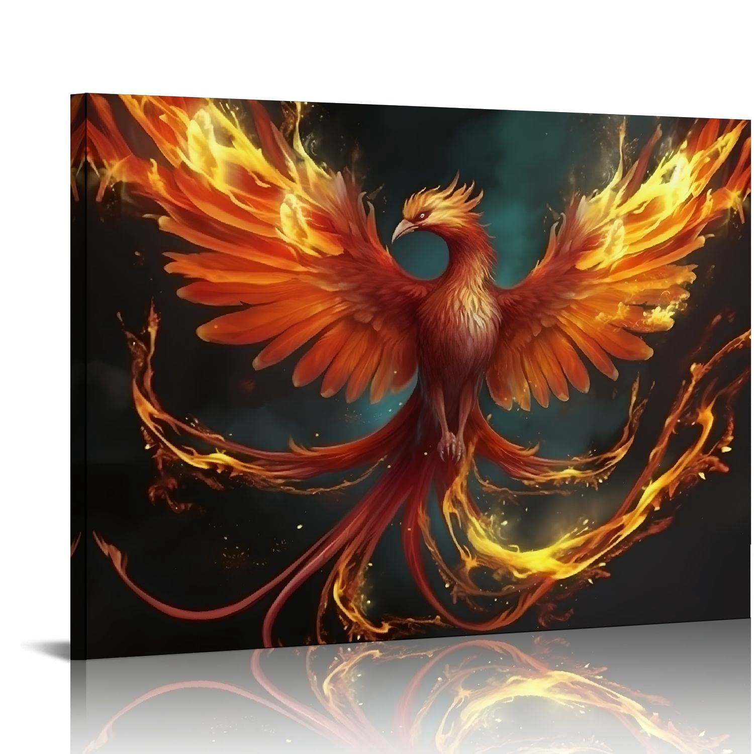 BROOKMAPLES Fiery Phoenix Canvas, 16x12, Mythical Bird Artwork ...