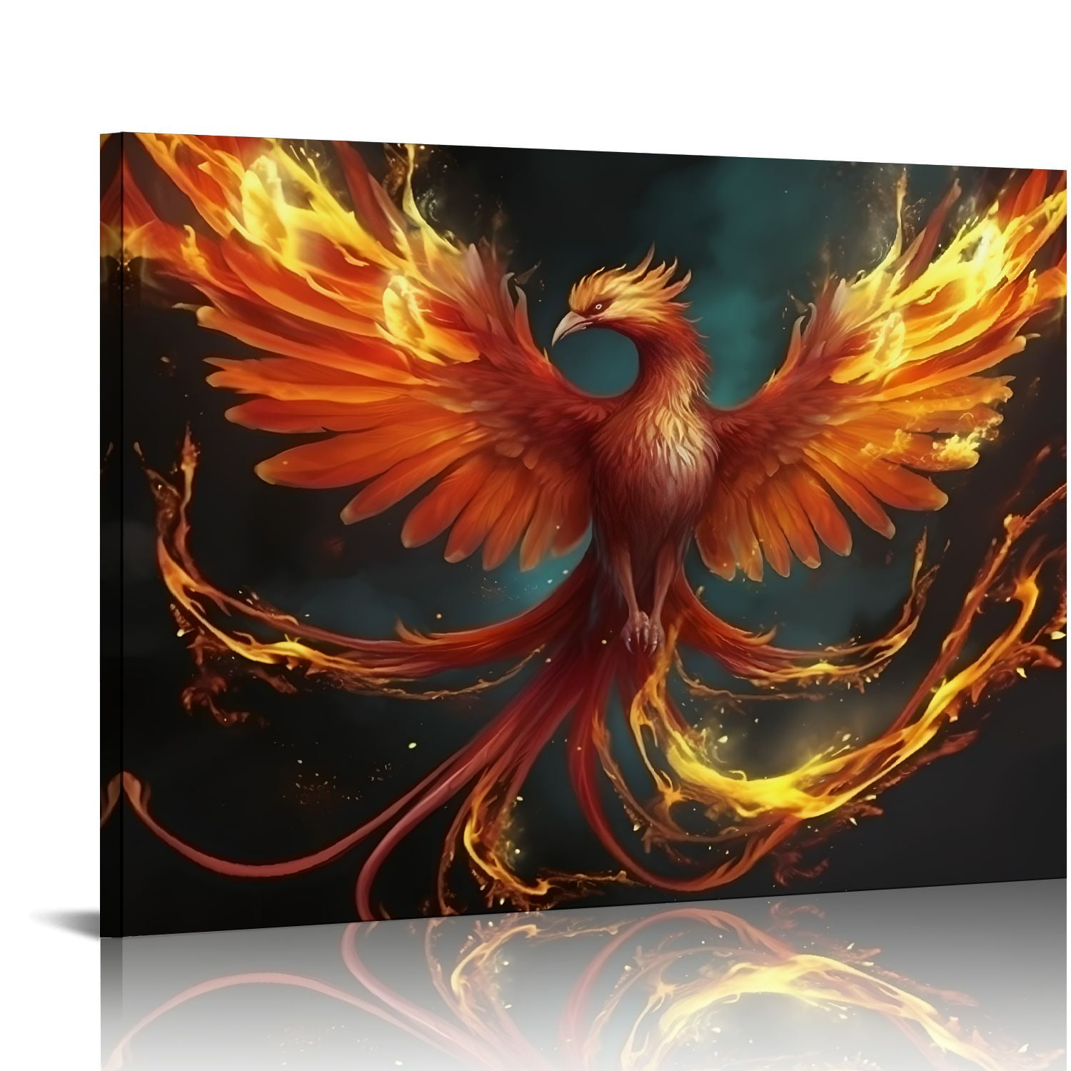 BROOKMAPLES Fiery Phoenix Canvas, 16x12, Mythical Bird Artwork ...