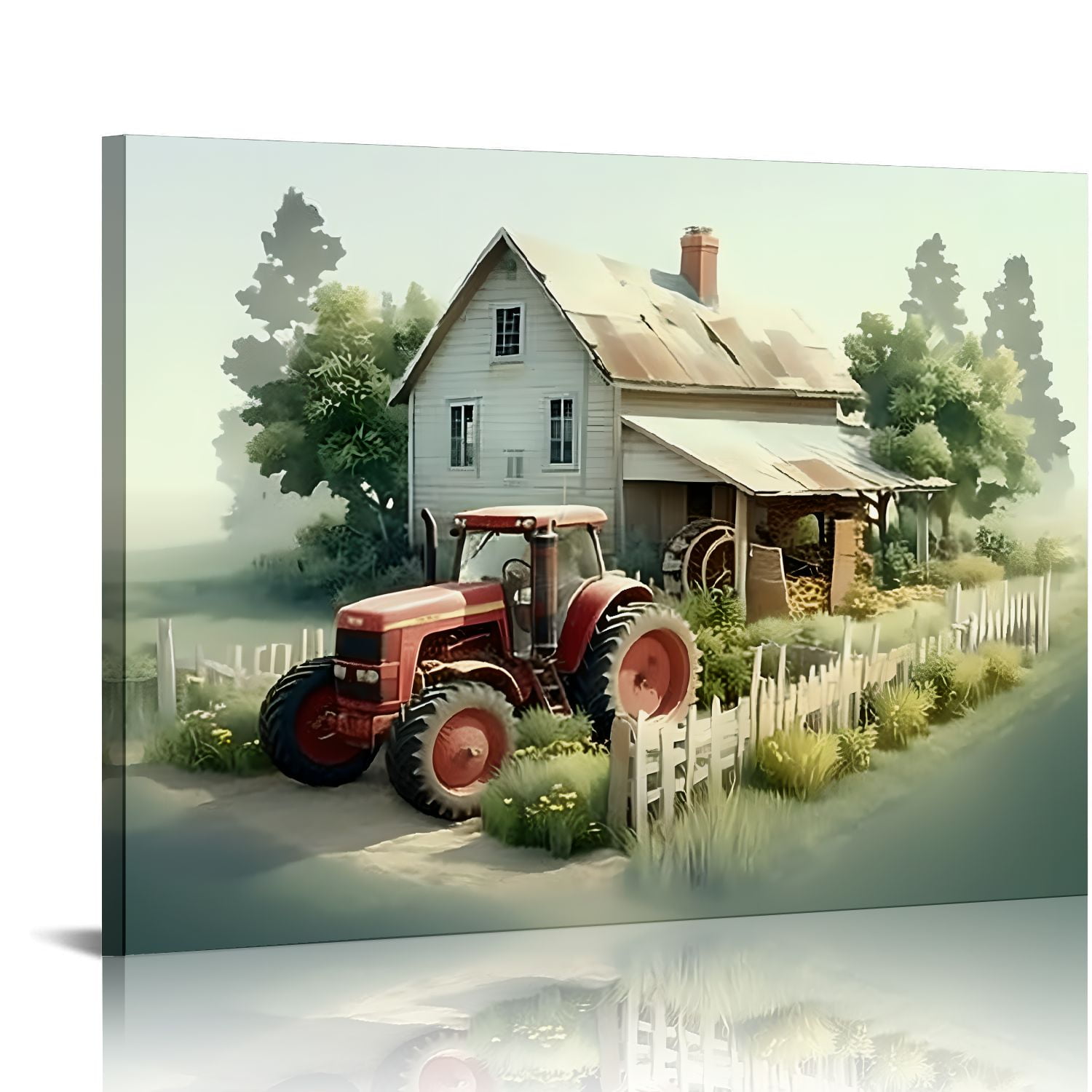 BROOKMAPLES Rustic Tractor Farmhouse Canvas, 16x12 Inch, Countryside ...