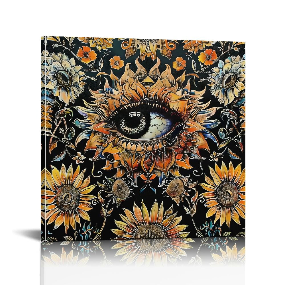 BROOKMAPLES Surreal Sunflower Eye Canvas, 12x12, Vibrant Floral Artwork ...