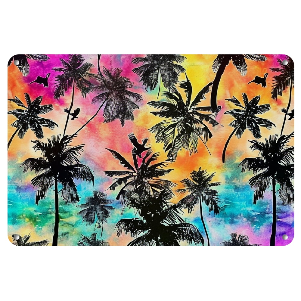 BROOKMAPLES Tropical Palm Tree Metal Signs, Set of 2 for Vibrant Wall ...