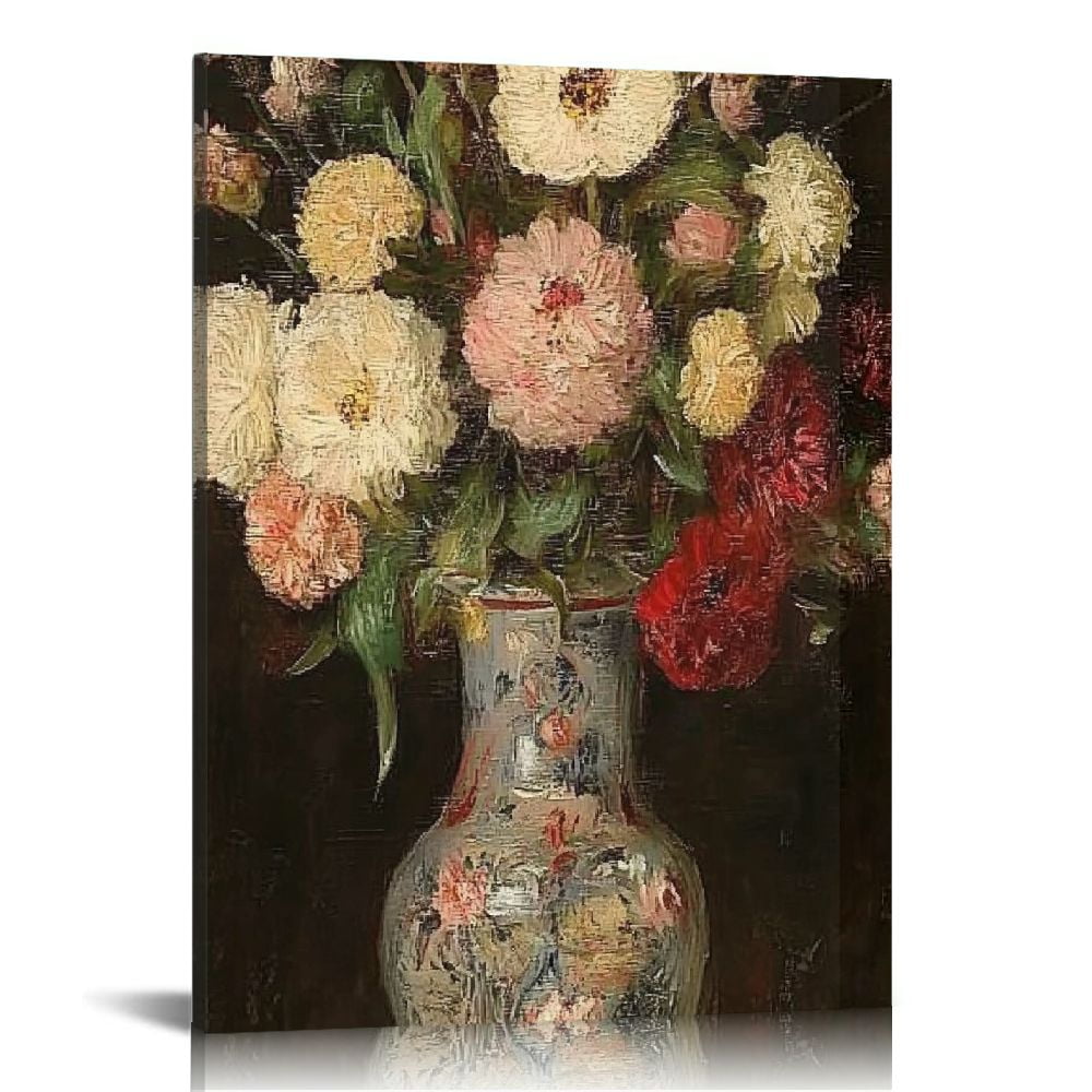 BROOKMAPLES Vase with Chinese and Gladioli by Van Gogh Famous Oil Paintings Reproduction Modern ...