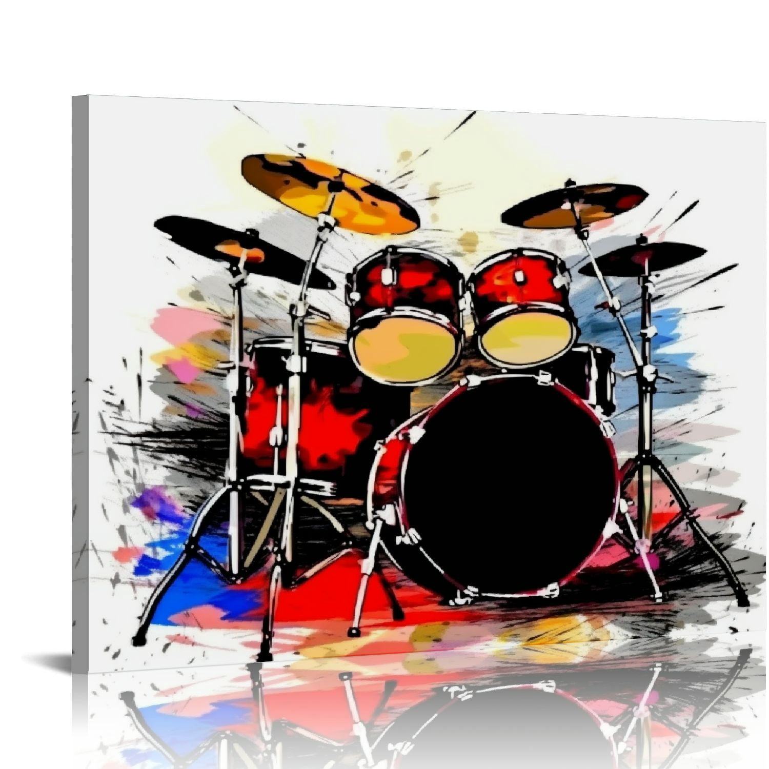 BROOKMAPLES Vibrant Red Drum Set Canvas, 16x12, Modern Music Artwork ...