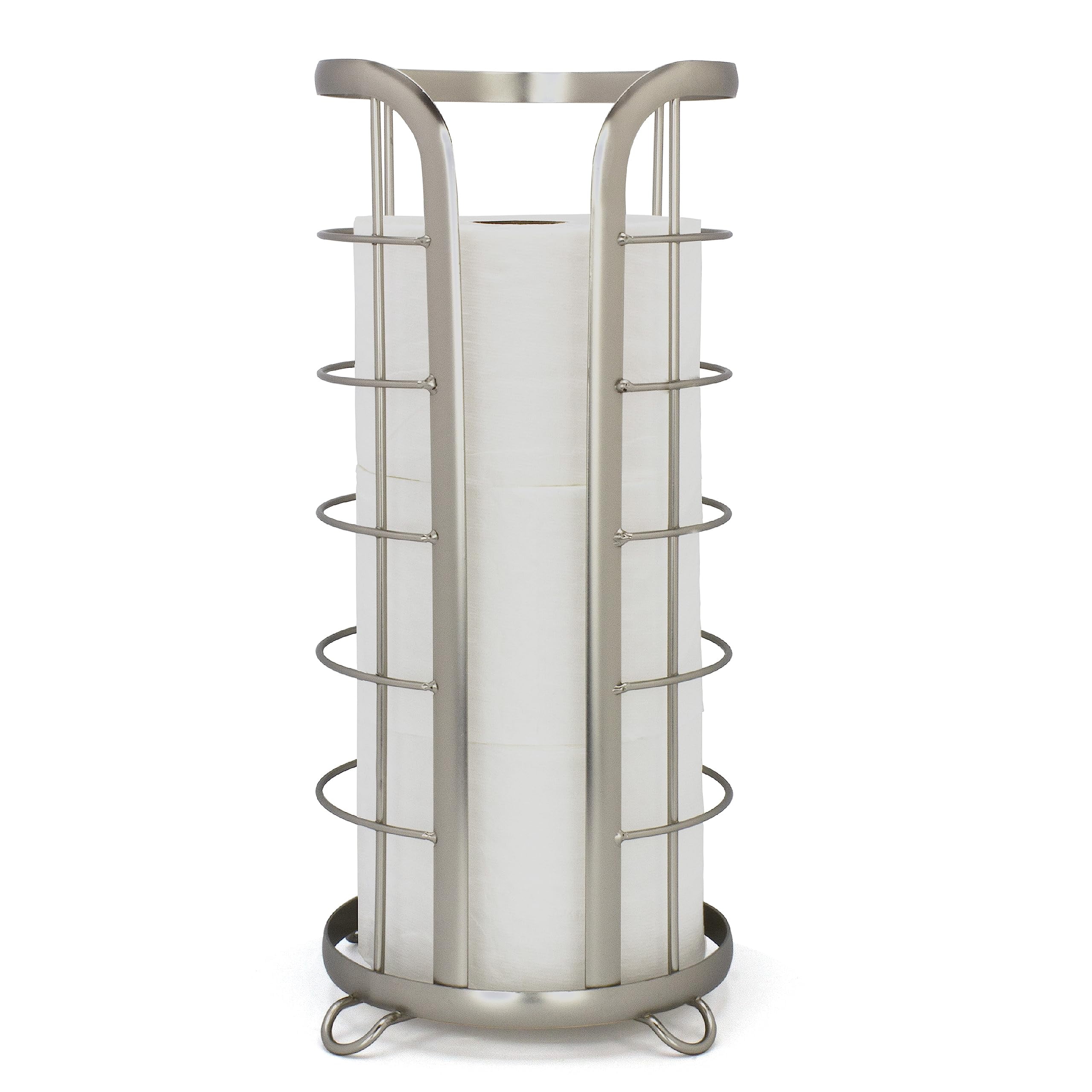 BROOKSTONE, Nickel Toilet Paper Holder, Freestanding Bathroom Tissue ...