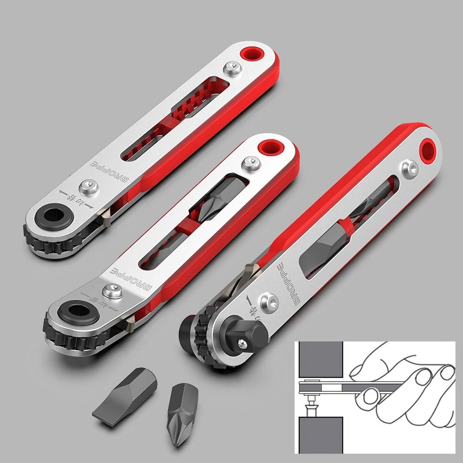 BROPPE Two-way Magnetic Ratchet Wrench 1/4" Hex Shank Screwdriver ...