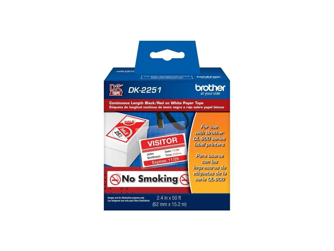 BROTHER DK2251 Black/Red ON WHITE PAPER LABEL - Walmart.com