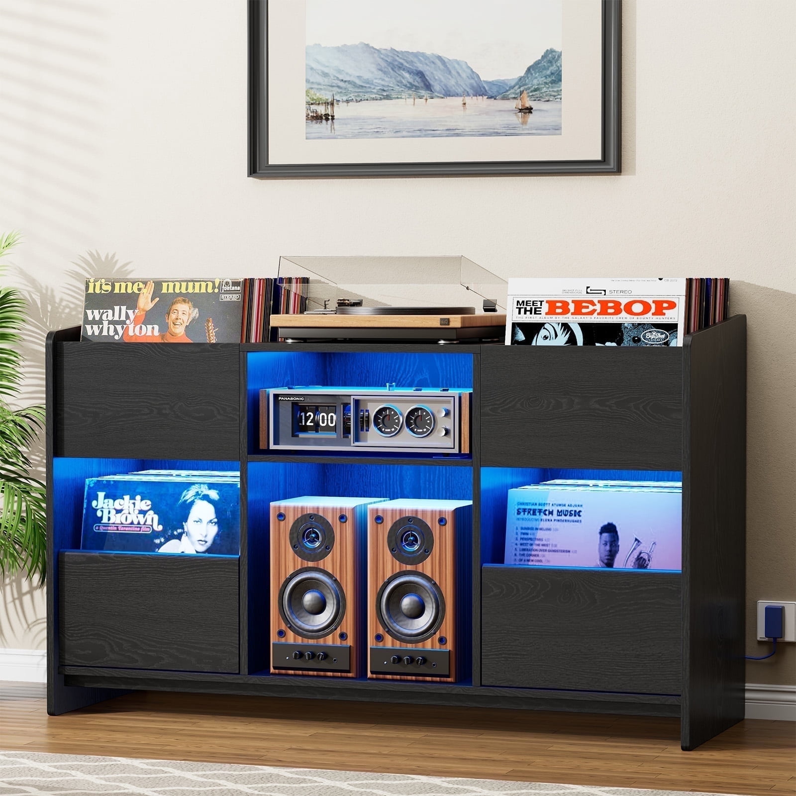 BROTTAR Record Player Stand with Vinyl Storage Cabinet, Turntable Shelf ...