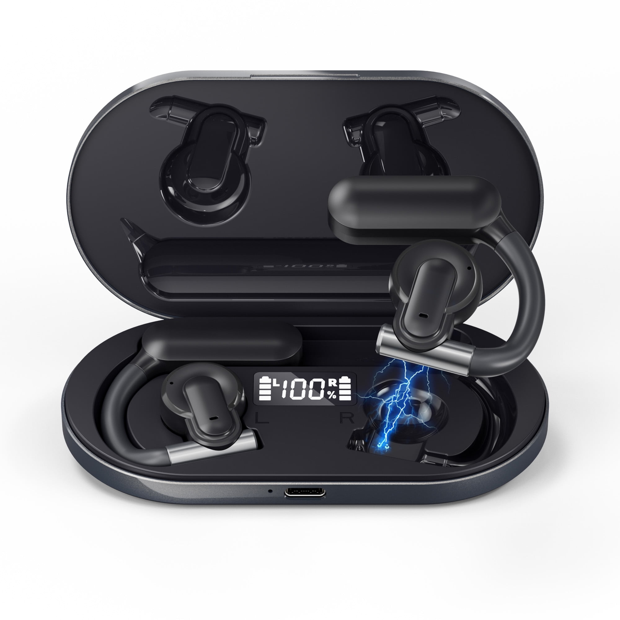 BROUJOY Bluetooth5.3 Open Ear Wireless Earbuds with Mic, 48Hr Playtime ...
